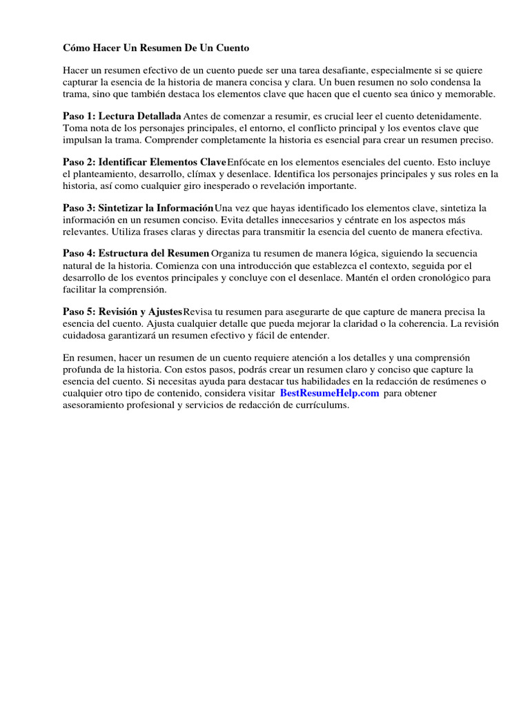 Como Hacer Un Resumen de Un Cuento | PDF | Ciencia cognitiva | Metafísica