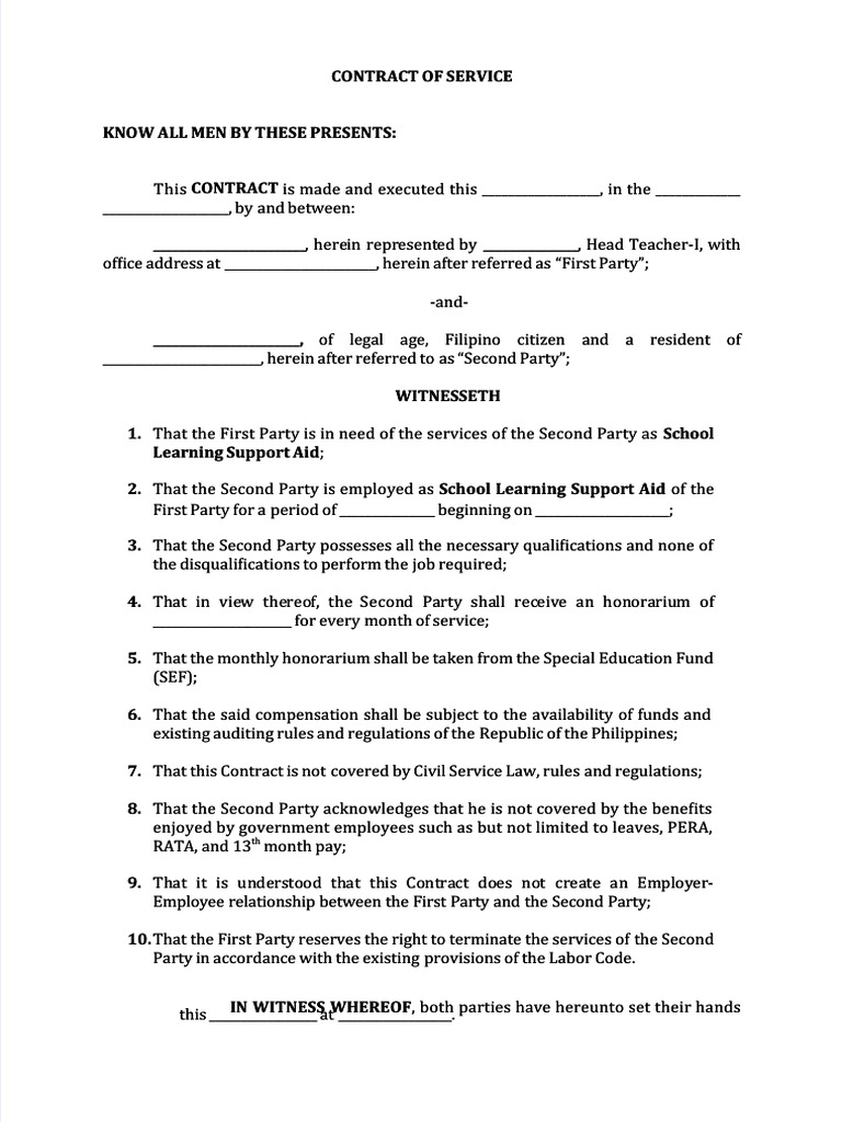 PDF Contract of Service - Compress | PDF