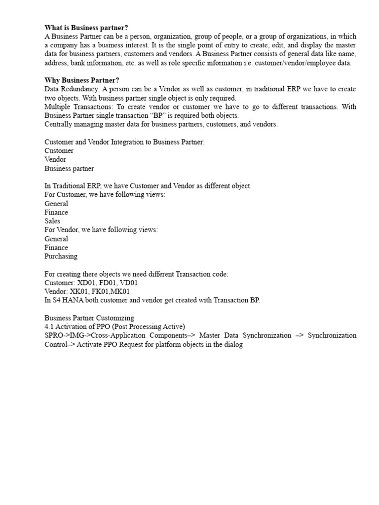 Business Partner Customer and Vendor Integration | PDF | Enterprise ...