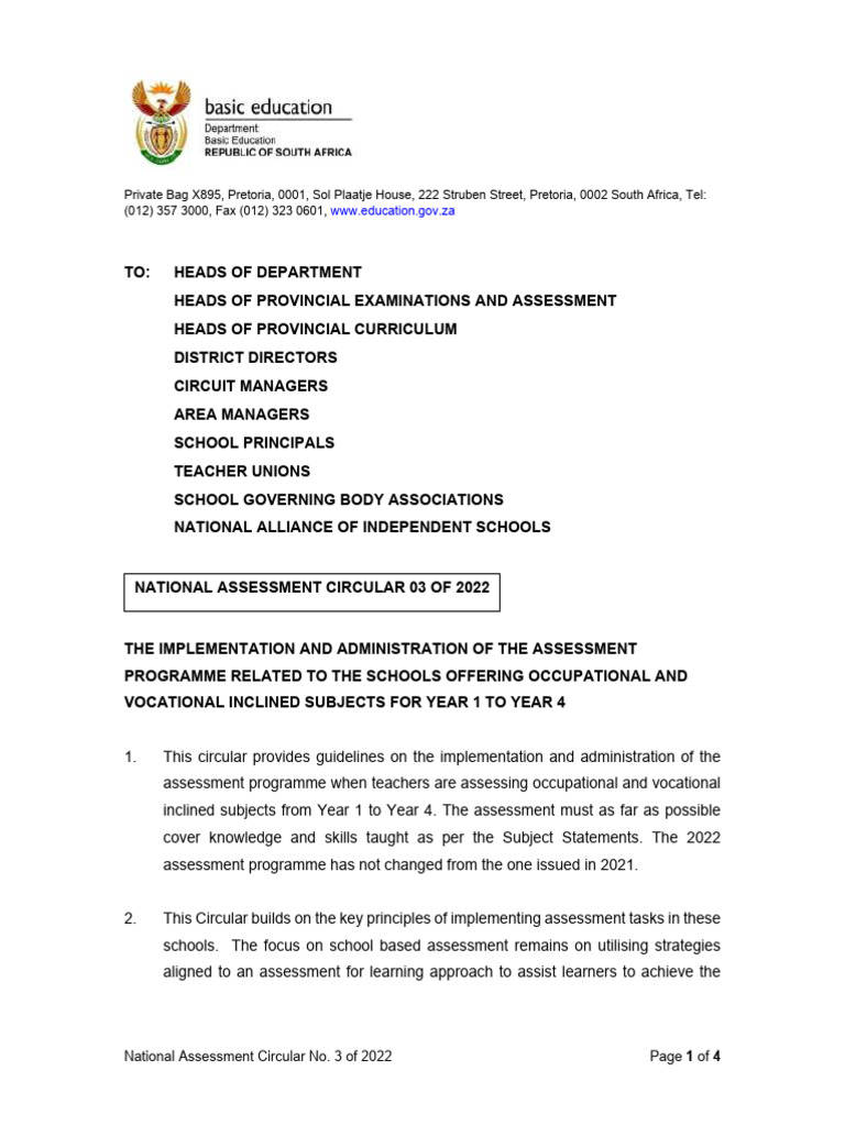 NA Circular No. 3 of 2022 | Download Free PDF | Educational Assessment ...