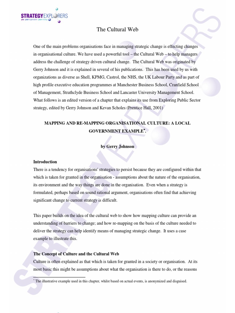 Culture Web | PDF | Organizational Culture | Strategic Management