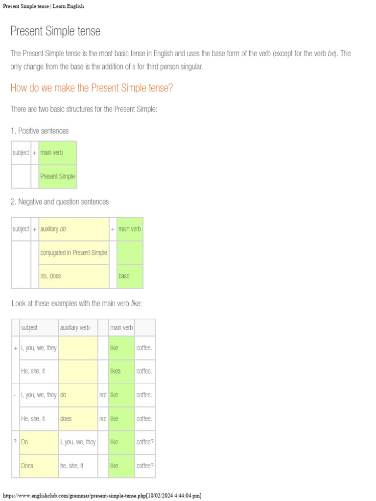 Present Simple Tense Learn English | PDF | Verb | Grammatical Tense