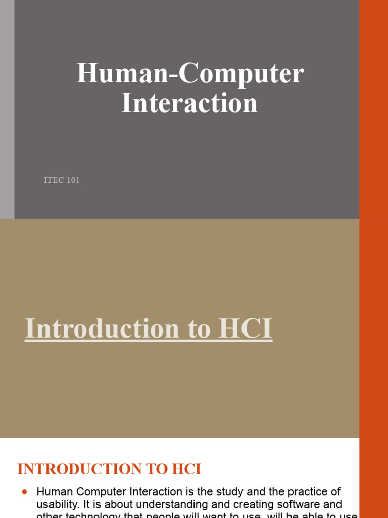 Hci Itec 101 Pdf Humancomputer Interaction Usability 