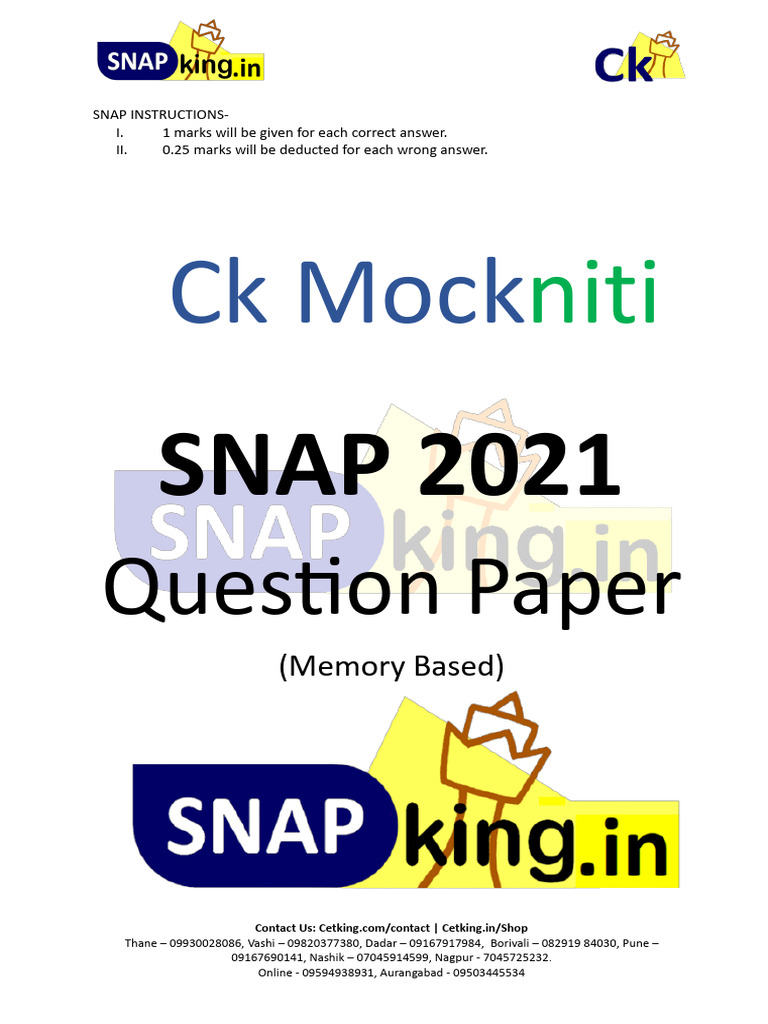 SNAP 2021 Question Paper With Solutions PDF | PDF | Grammatical Number ...