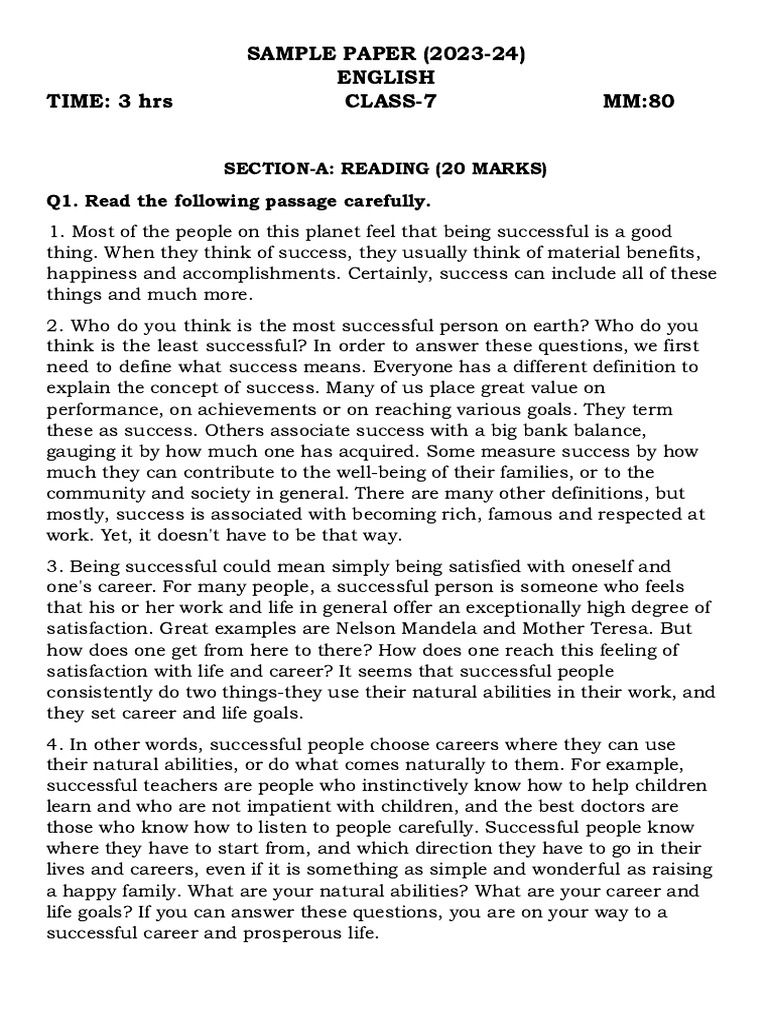 English Sample Paper 2023-24 | PDF | Municipal Solid Waste | Landfill