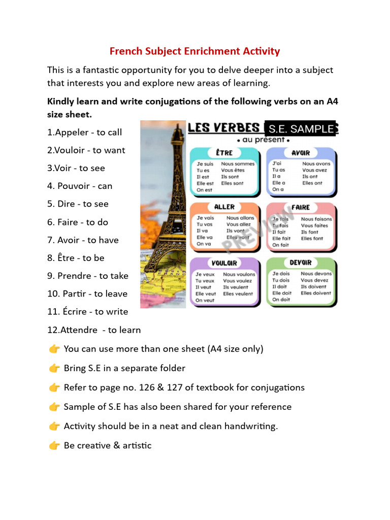 French Subject Enrichment Activity 7 | PDF