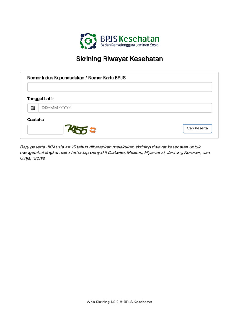 Web Skrining BPJS Kesehatan | PDF | Ilmu Sosial | Gaya Hidup