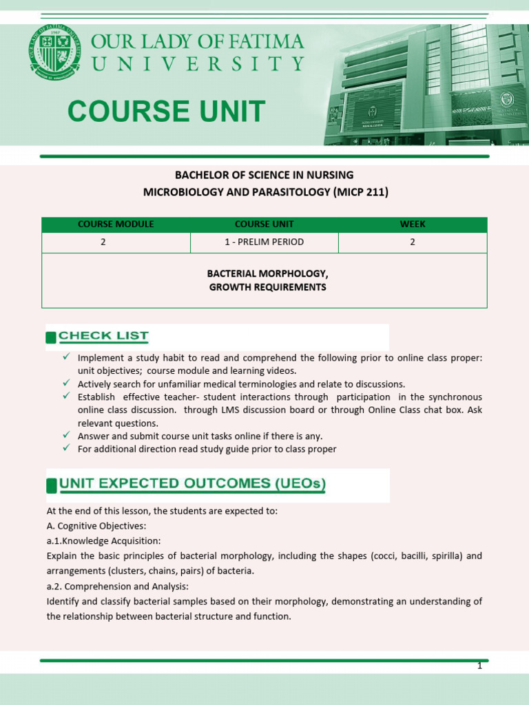MicpLecWk2 BacterialMorphology2CGrowthReqt | PDF | Bacteria | Cell ...