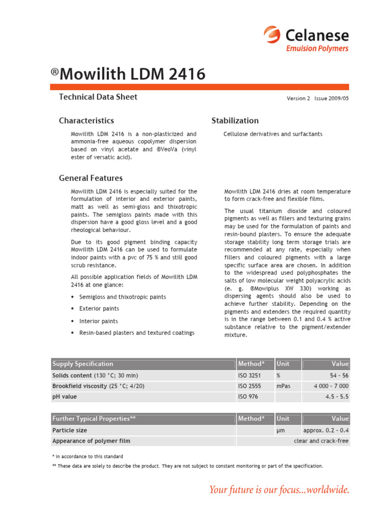 Mowilith LDM 2416 | Download Free PDF | Paint | Polyvinyl Chloride