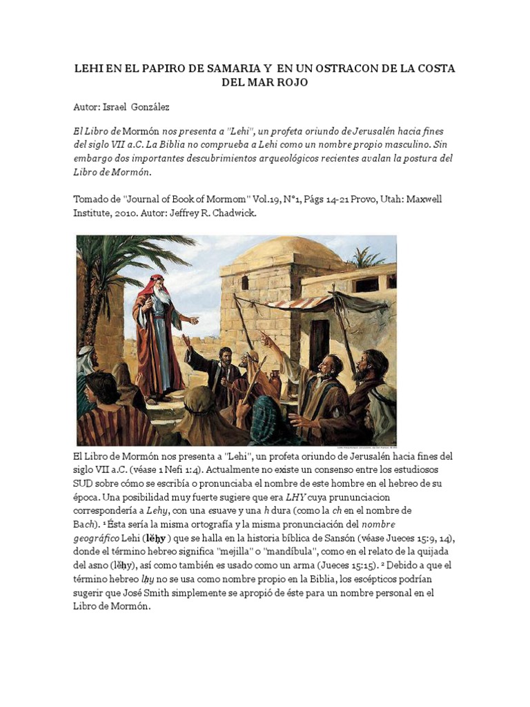 Lehi en El Papiro de Samaria Y en Un Ostracon de La Costa Del Mar Rojo ...