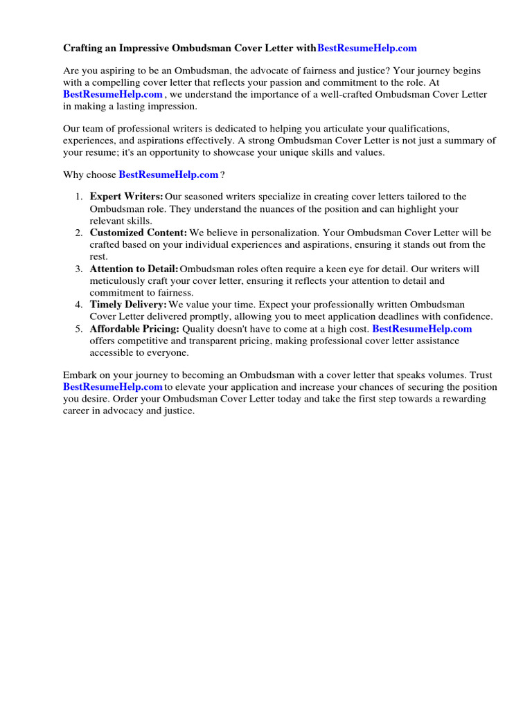 Ombudsman Cover Letter | PDF | Résumé | Motivation