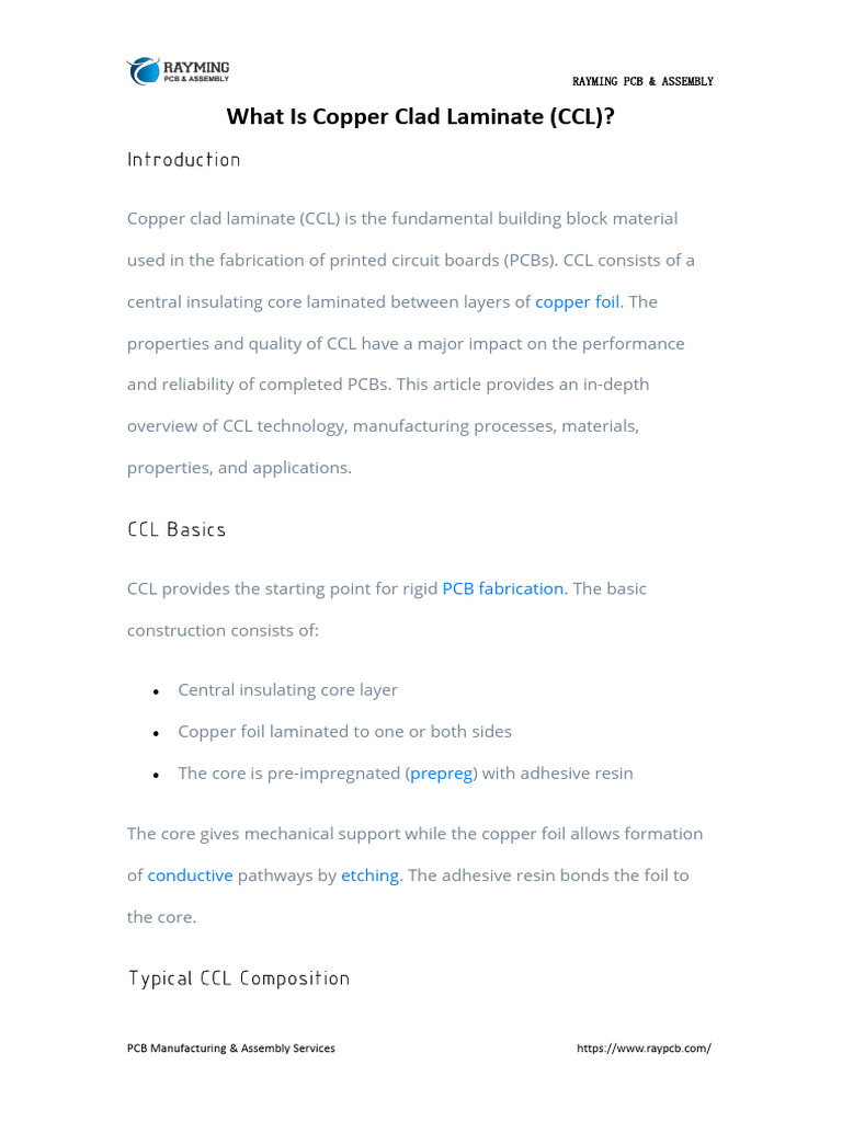 What Is Copper Clad Laminate (CCL) | PDF | Printed Circuit Board | Lamination