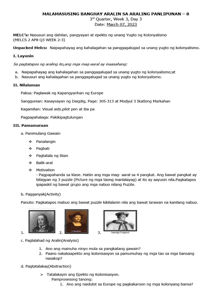 Lesson Plan 3rdQ Arpan W3 Day3 | PDF