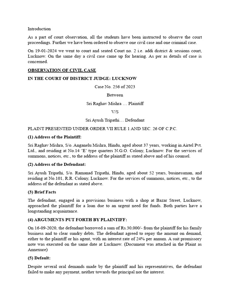 Court Observation Report | Download Free PDF | Lawsuit | Trials