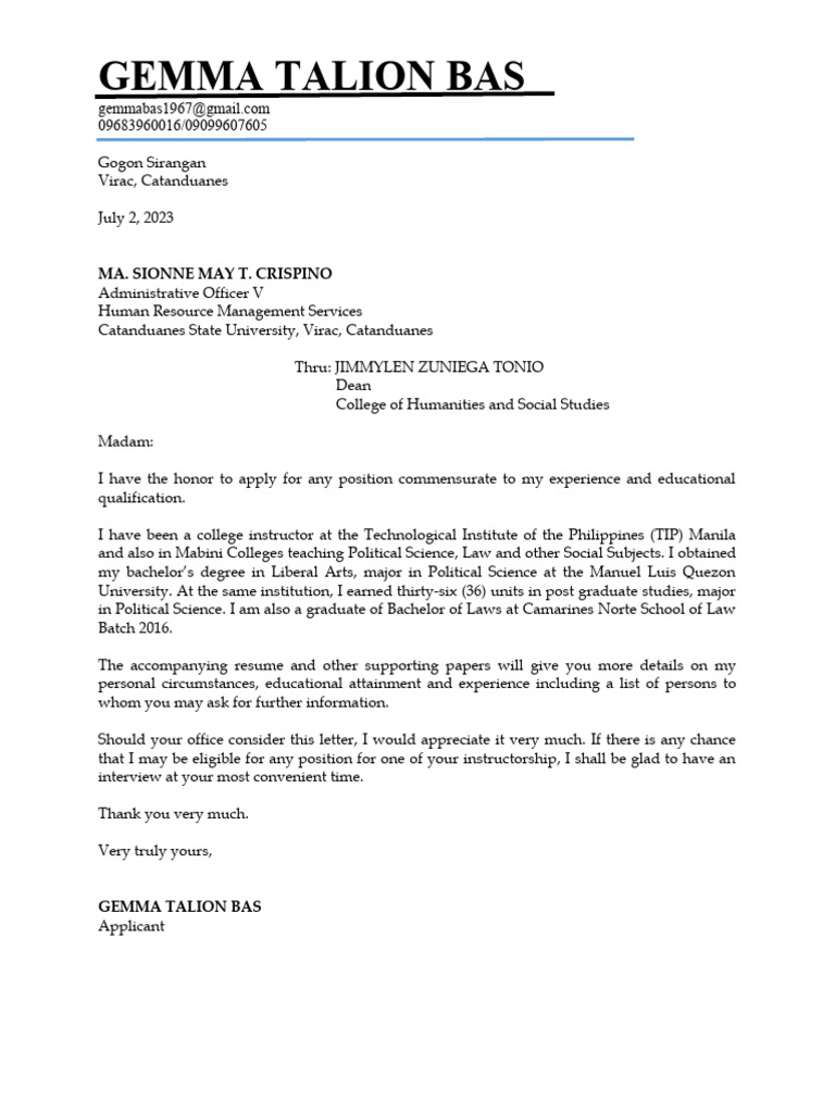 Application Letter | PDF | Vocational Education | Qualifications