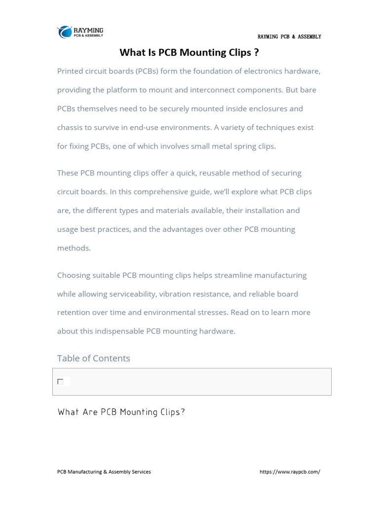 PCB Mounting Clips Guide | PDF | Printed Circuit Board | Strength Of ...
