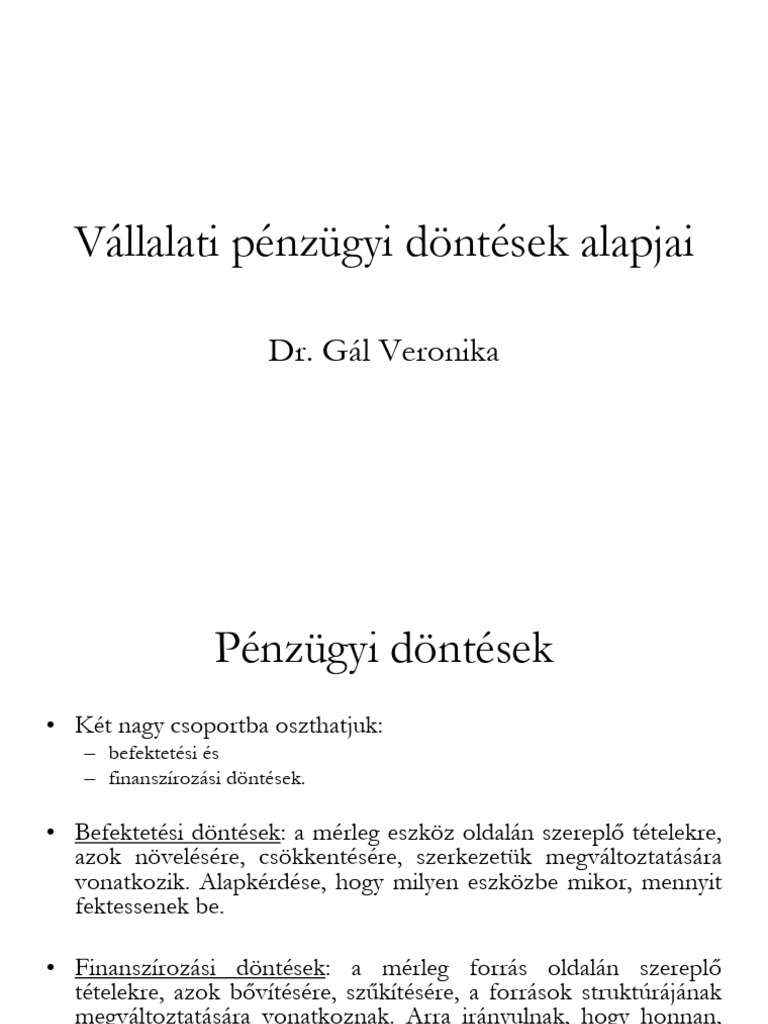 01 - Pénzügyi Döntések Információs Rendszere | PDF