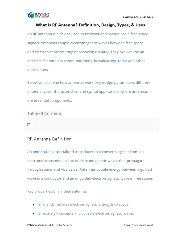 What Is RF Antenna Definition, Design, Types, & Uses | PDF | Antenna ...