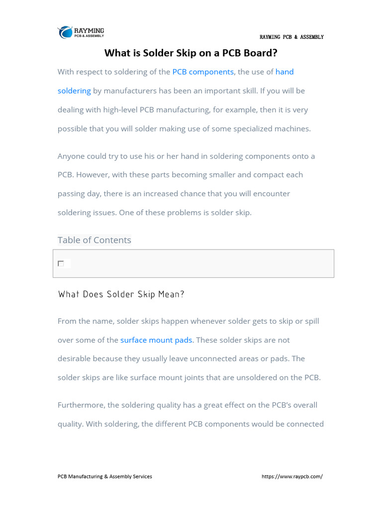 What Is Solder Skip On A PCB Board | PDF | Soldering | Printed Circuit ...