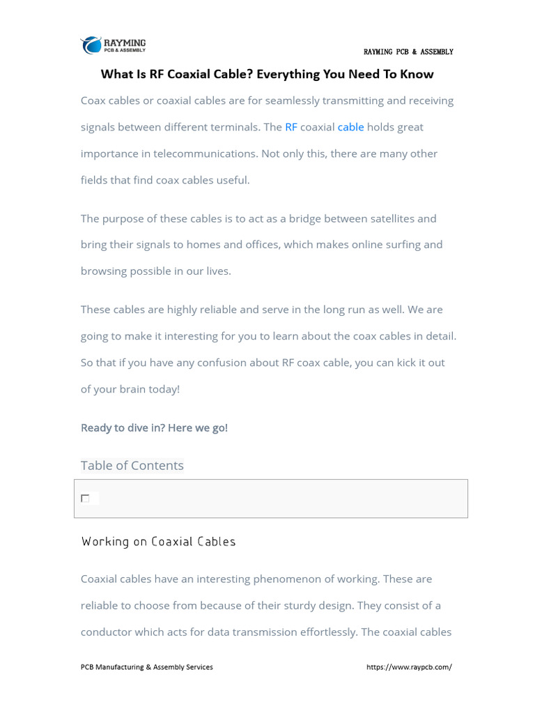 What Is RF Coaxial Cable Everything You Need To Know | PDF | Coaxial Cable | Cable Television