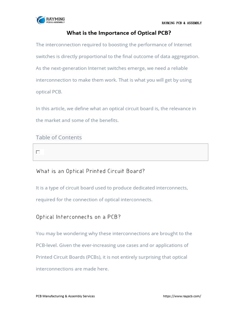 What Is The Importance of Optical PCB | PDF | Printed Circuit Board ...