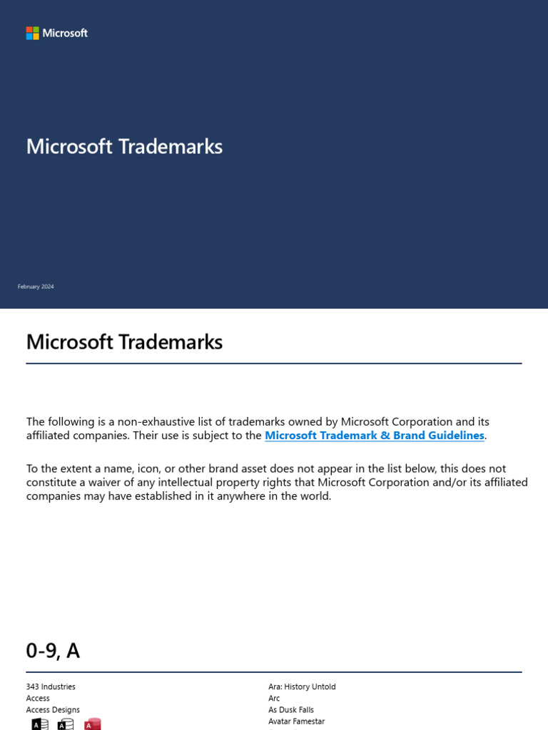 Microsoft Trademarks List February 2024 | PDF | Microsoft Windows | Xbox