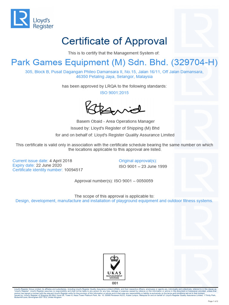 07-ISO 9001-2015 Cert - UKAS (220620) | PDF | Legal Liability | Iso 9000