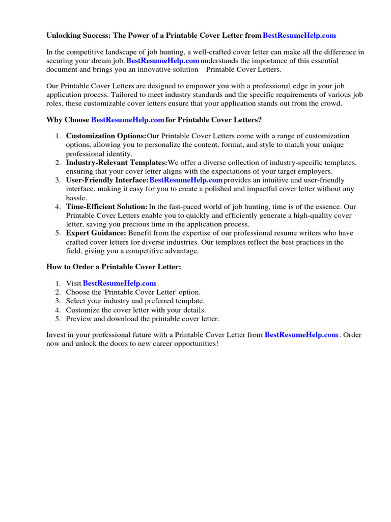 Printable Cover Letter Template | PDF | Résumé | World Wide Web