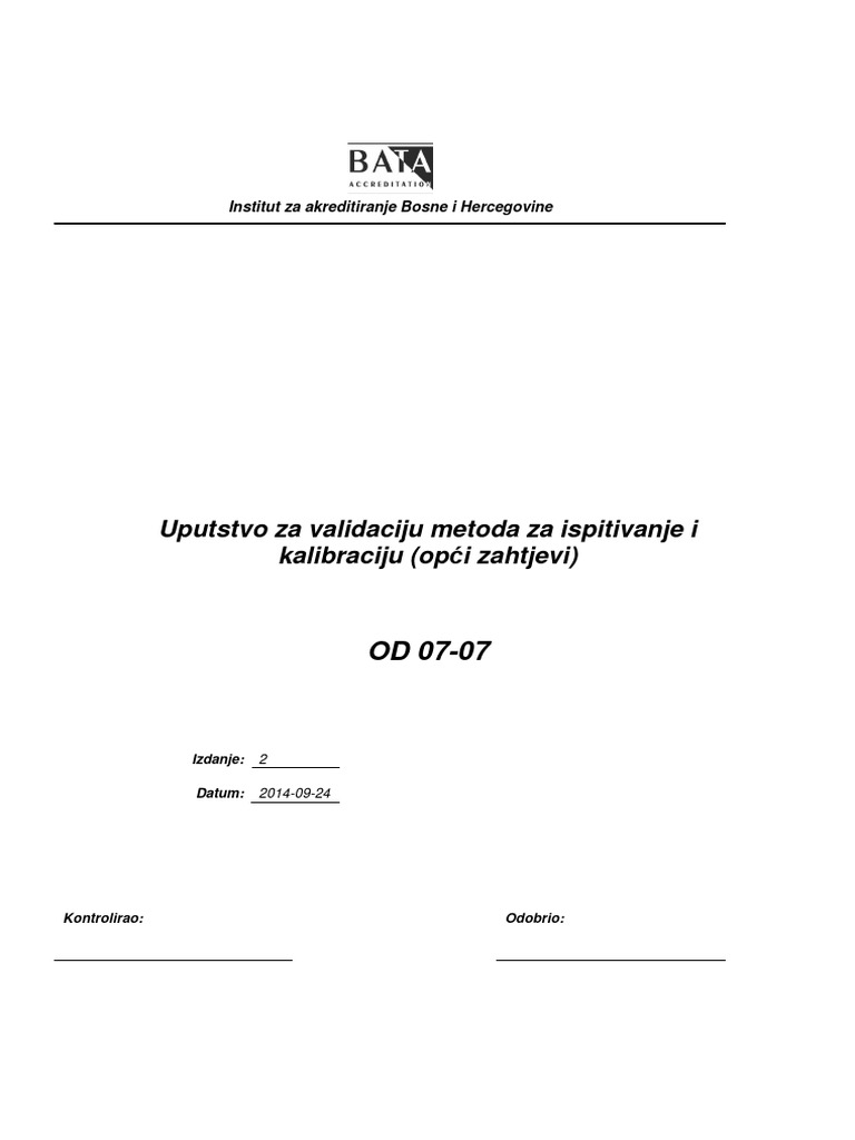 Upustvo Za Validaciju Metoda - BATA | PDF