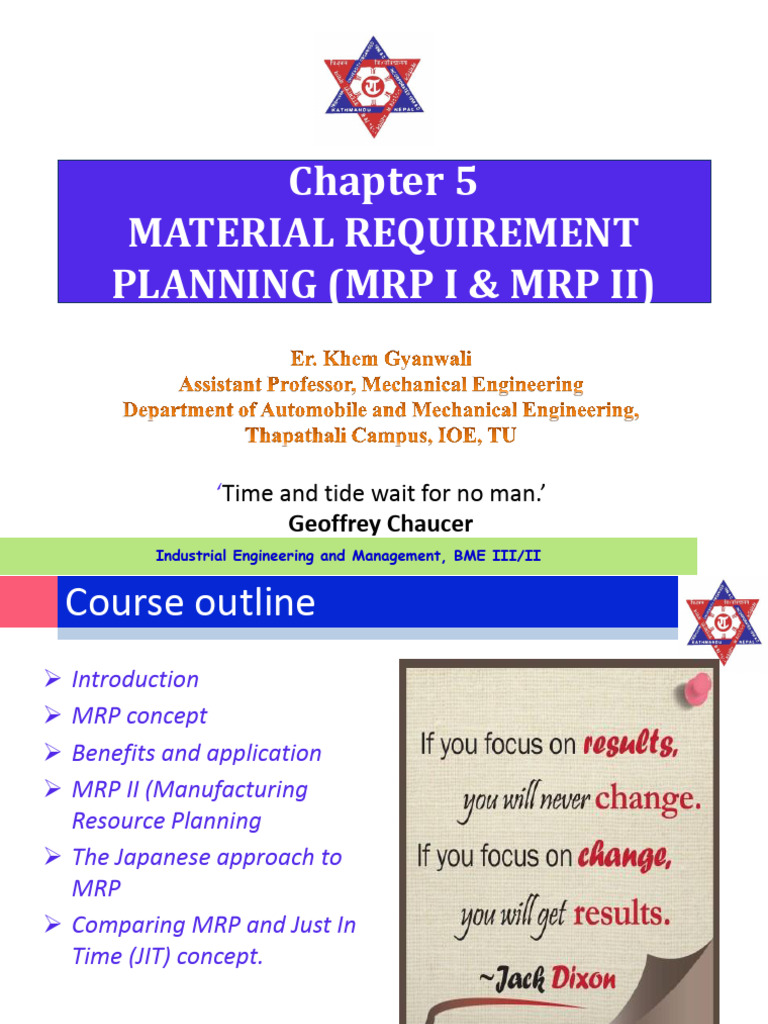 Material Requirement Planning (MRP I and MRP II) | PDF | Lean ...