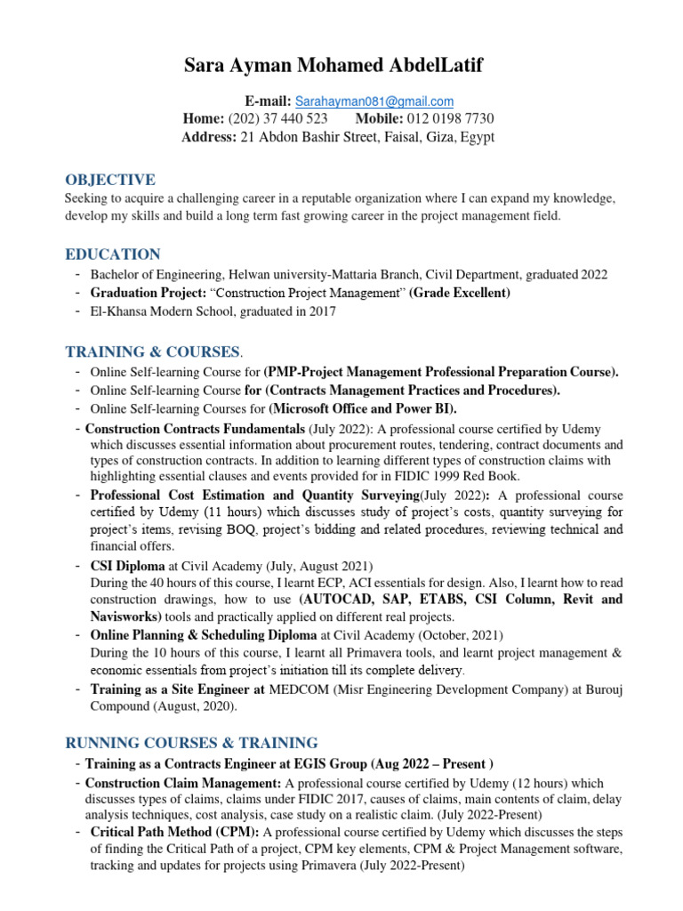 Sara Ayman | PDF | Project Management | Building Information Modeling