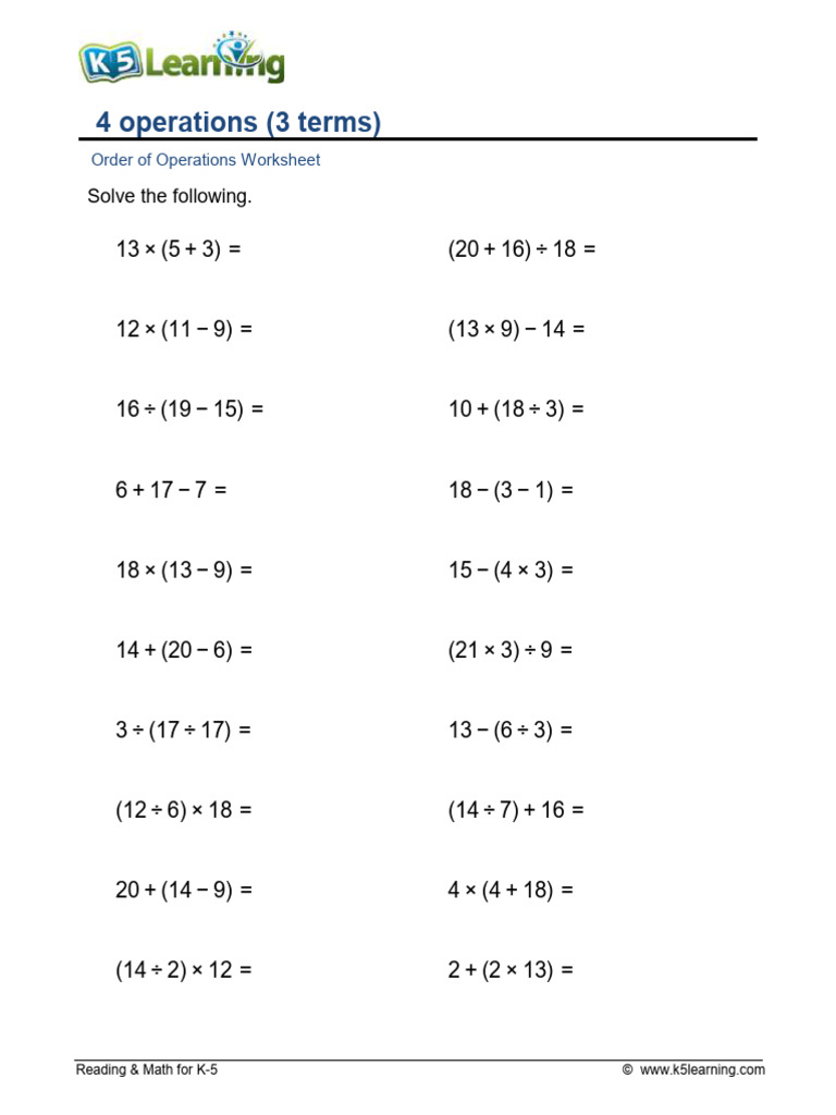 4 Operations 3 Terms C | PDF