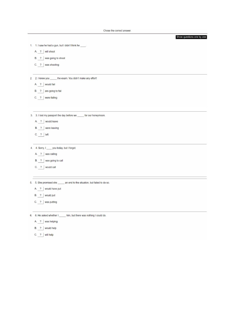 Future in The Past (Exercise) | PDF