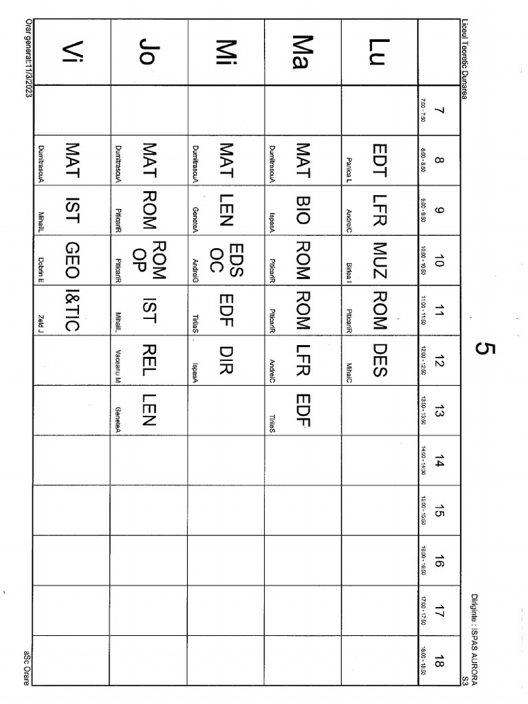 Orar Clase - 231103 - 144734 | PDF
