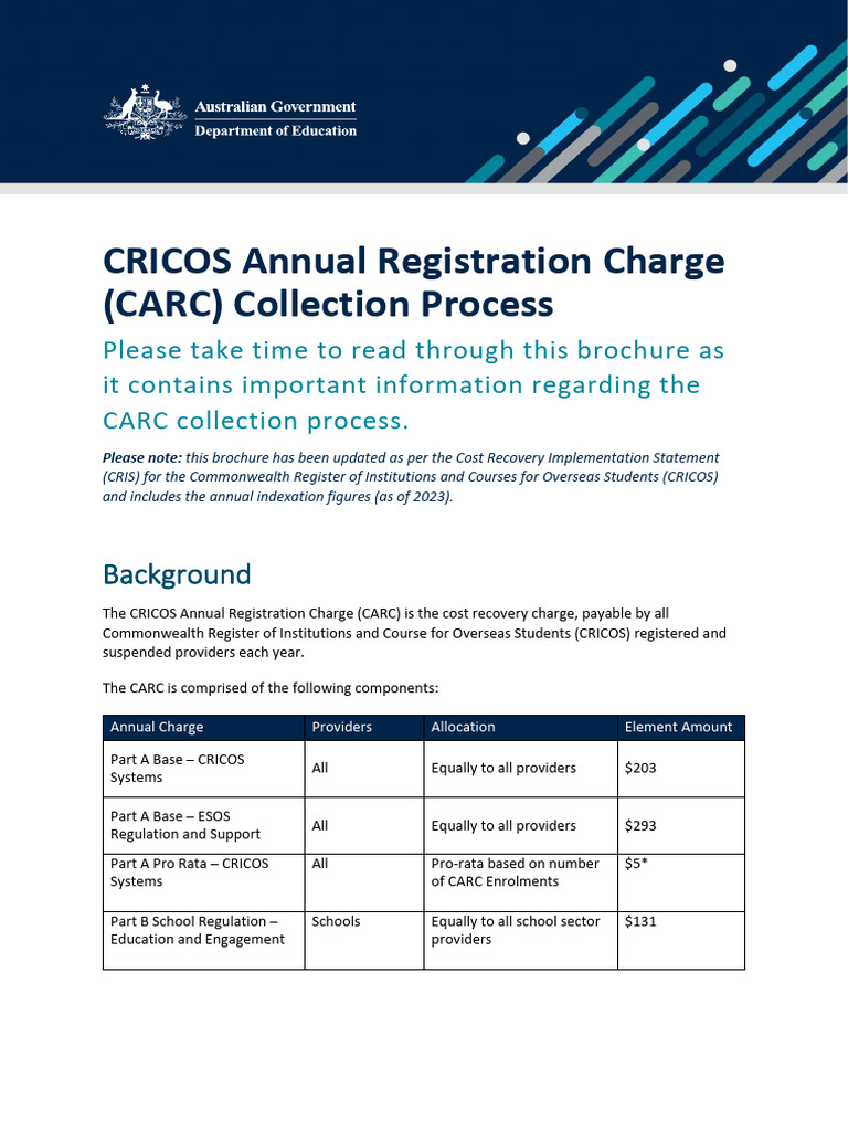 CRICOS Annual Registration Charge Guide | PDF