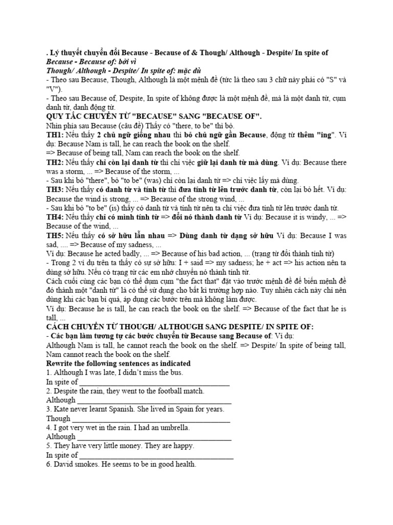 Lý Thuyết Chuyển Đổi Because | PDF