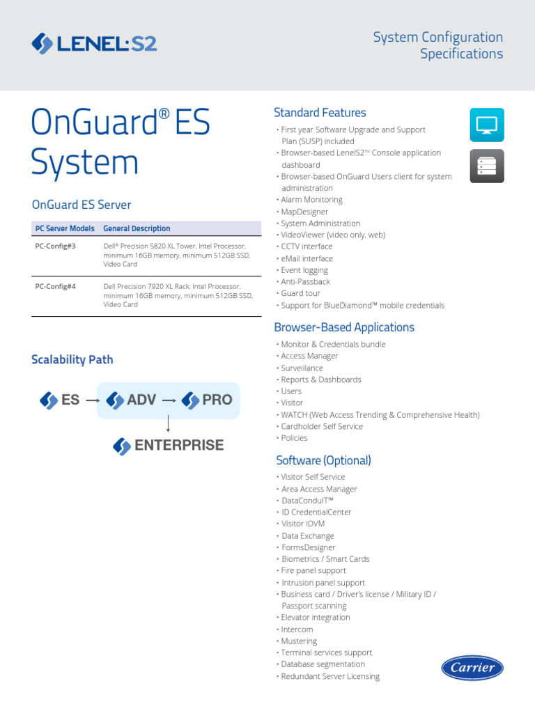 OnGuard ES Tech Specifications 06152023 tcm841-145816 | PDF | Web ...