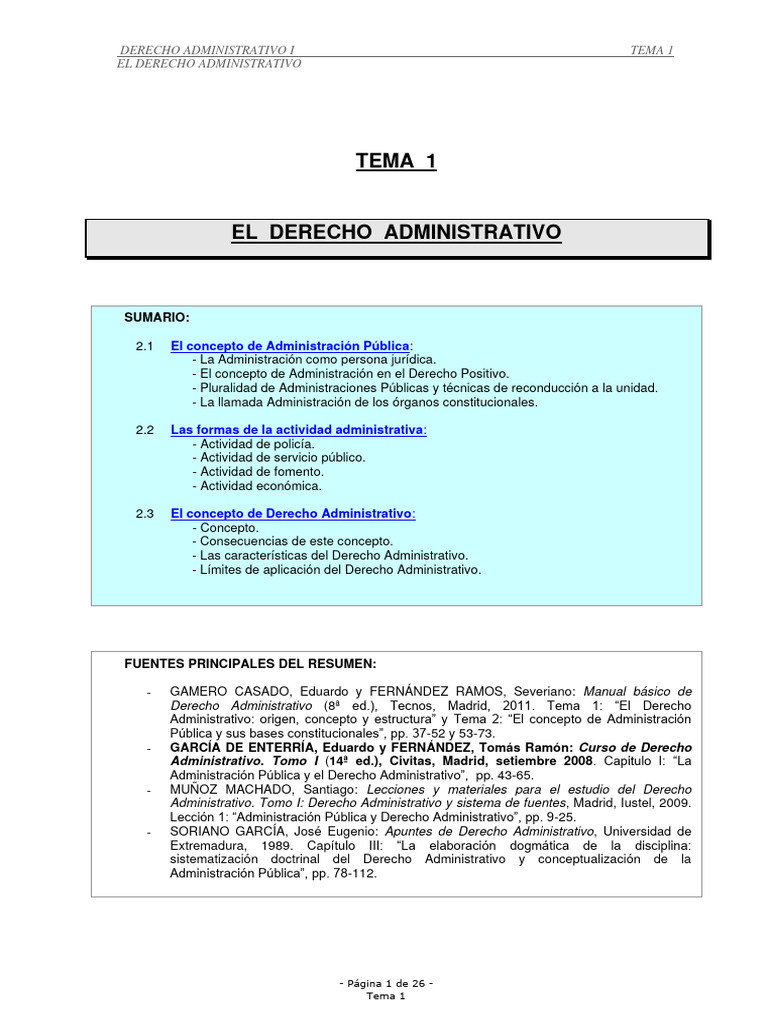 Tema 1-Derecho Admin | Descargar gratis PDF | Ley administrativa | Judicaturas