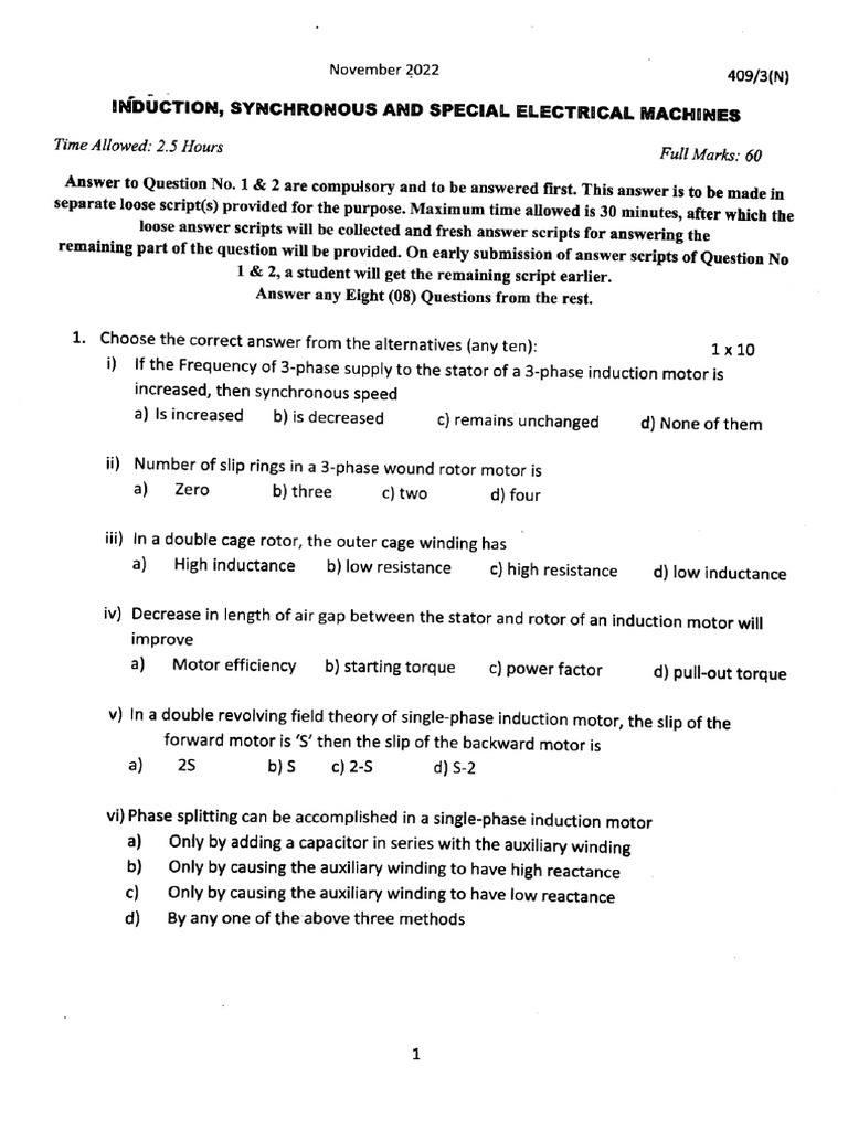 Ee Eeic Eps Eee 4 Sem Induction Synchronous and Special Electrical ...