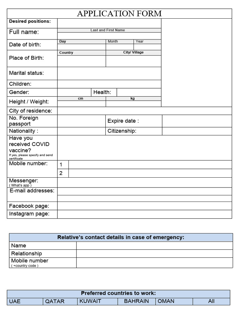 Application Form | PDF | Government And Personhood