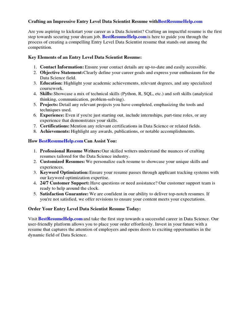 Entry Level Data Scientist Resume | PDF | Résumé | Data Entry Level Data Scientist Resume | PDF | Résumé | Data
