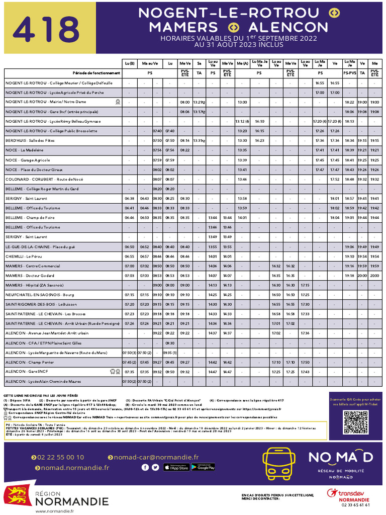 Horaires du bus 418 Alençon-Mamers | PDF