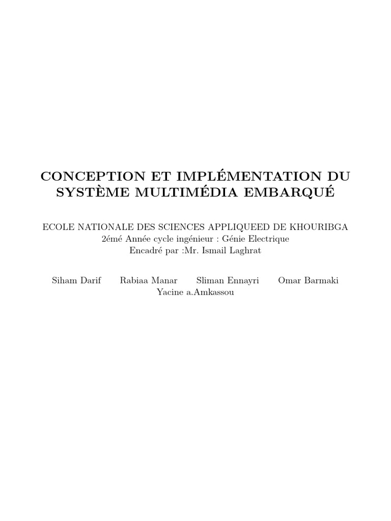 Conception d'un Système Multimédia Embarqué | PDF | Modèle de couleur ...