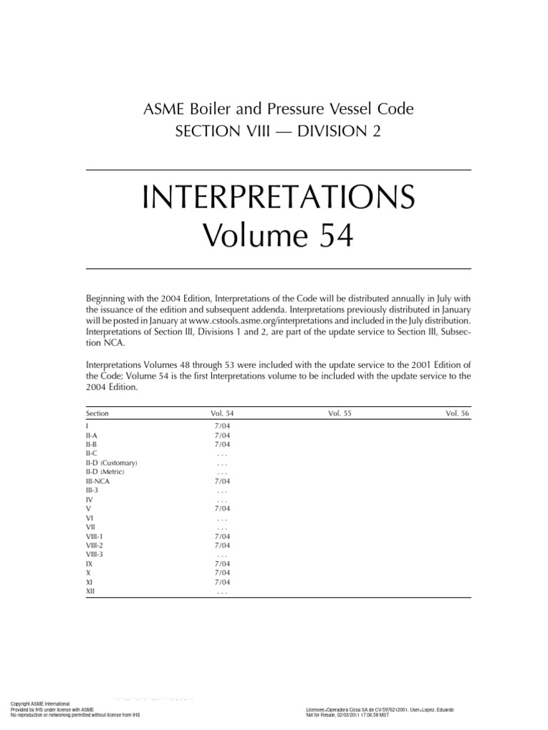 Interpretations Section VIII-Div.2 - Rules For Construction of Pressure Vessels | PDF | Applied ...