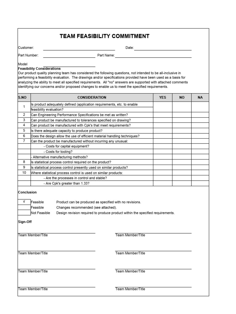 Team Feasibility Commitment | PDF