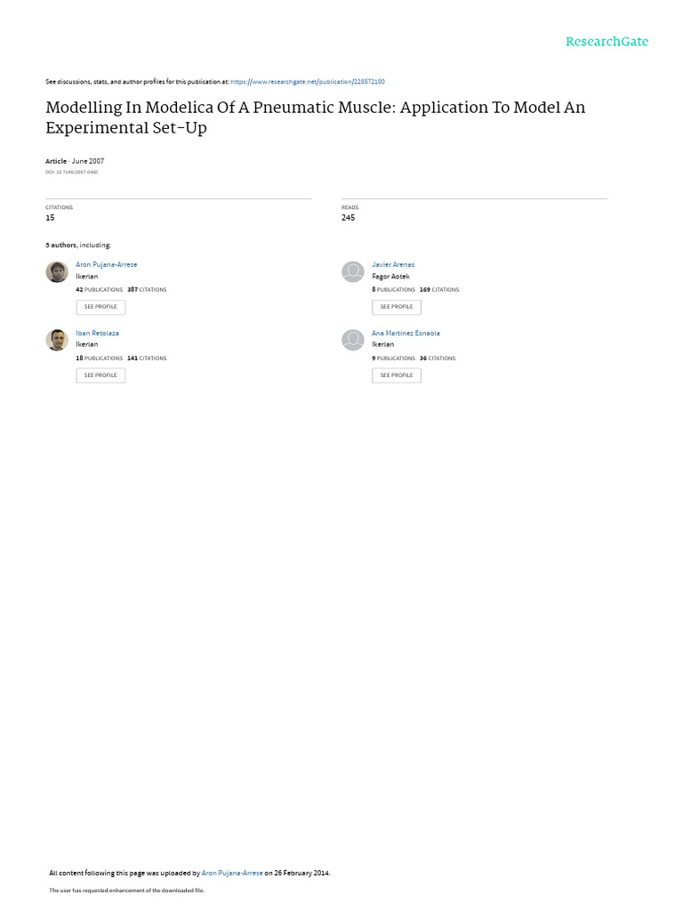 Modelling in Modelica of A Pneumatic Muscle Applic | PDF | Gases | Force