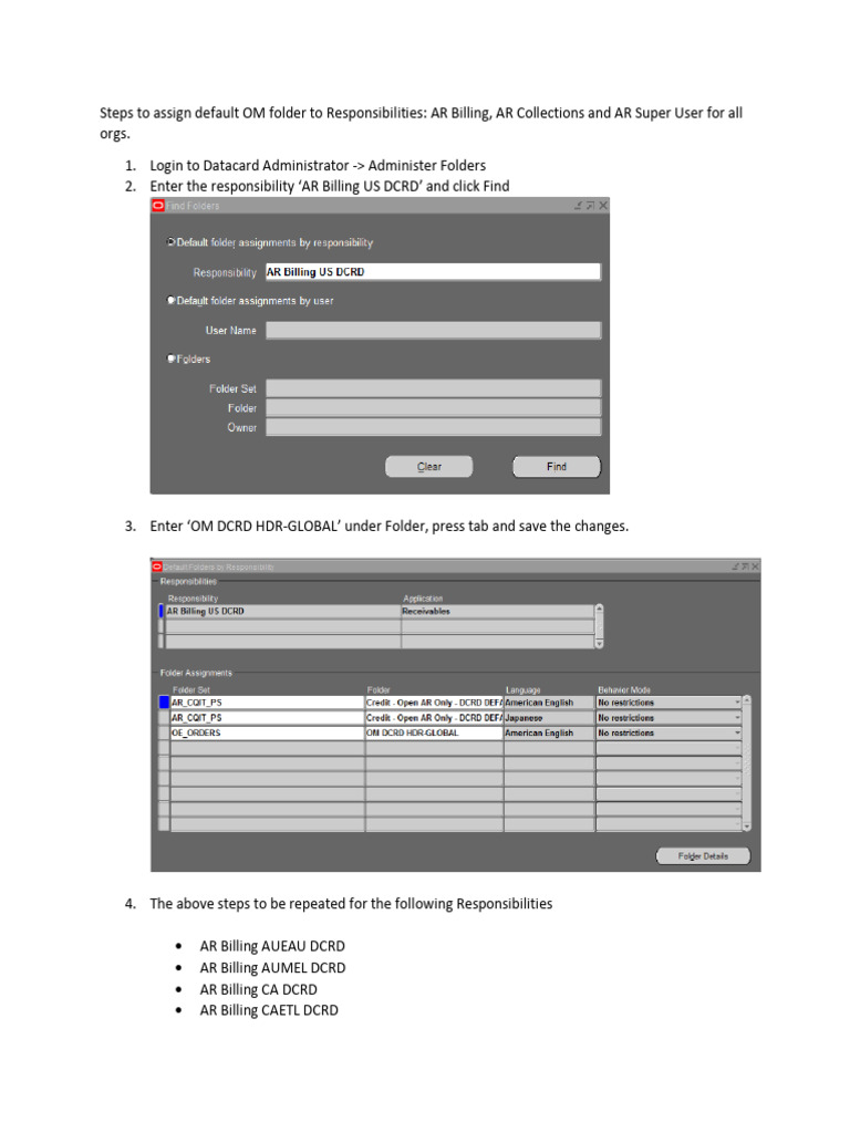 Assign Default OM Folder To Responsibilities | PDF