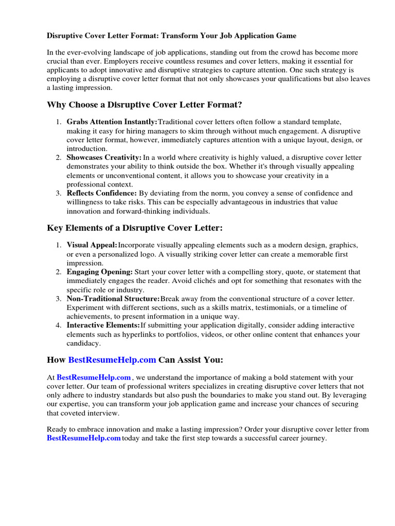 Stand Out with Disruptive Cover Letters | PDF | Résumé | Recruitment