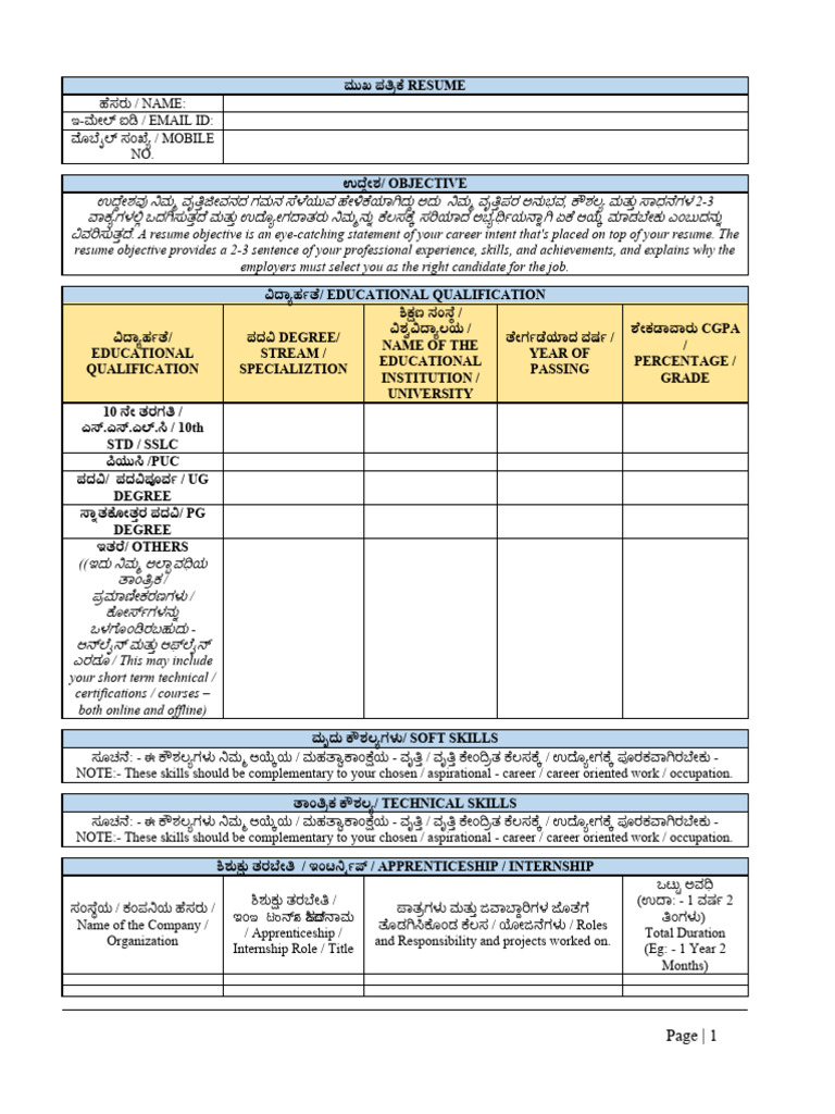 Sample Resume Format | PDF