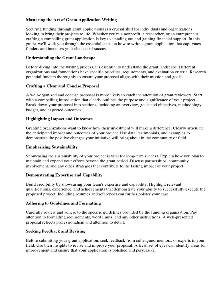 How To Write A Grant Application Cover Letter | PDF | Grant Writing ...